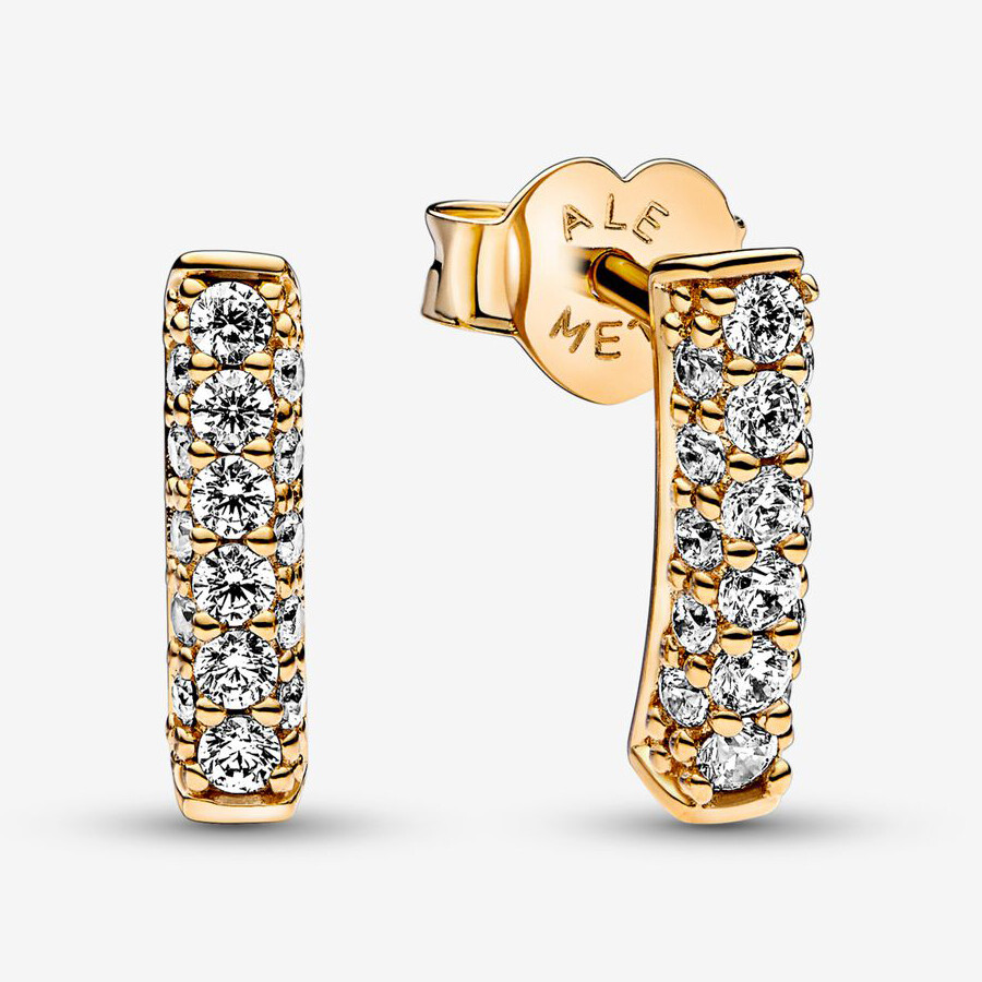 Серьги Pandora Timeless Pavé Single-row Bar, золото купить выгодно по ...