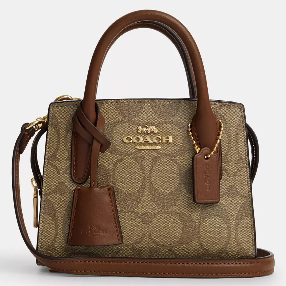 Сумка Coach Outlet Andrea Mini Carryall In Signature Canvas, хаки ...