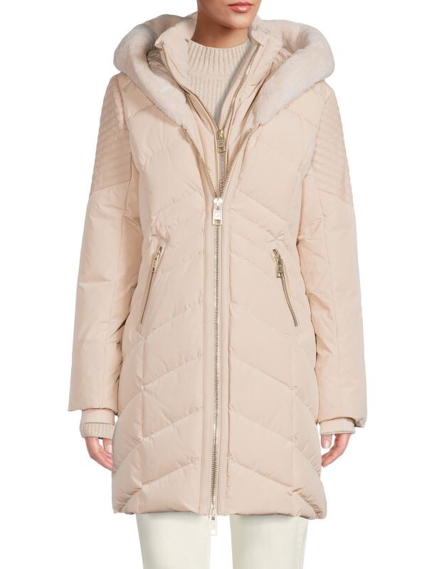 Парка Cortina Nicole Benisti из овечьей шерсти и пуха, бежевый выгодно ...