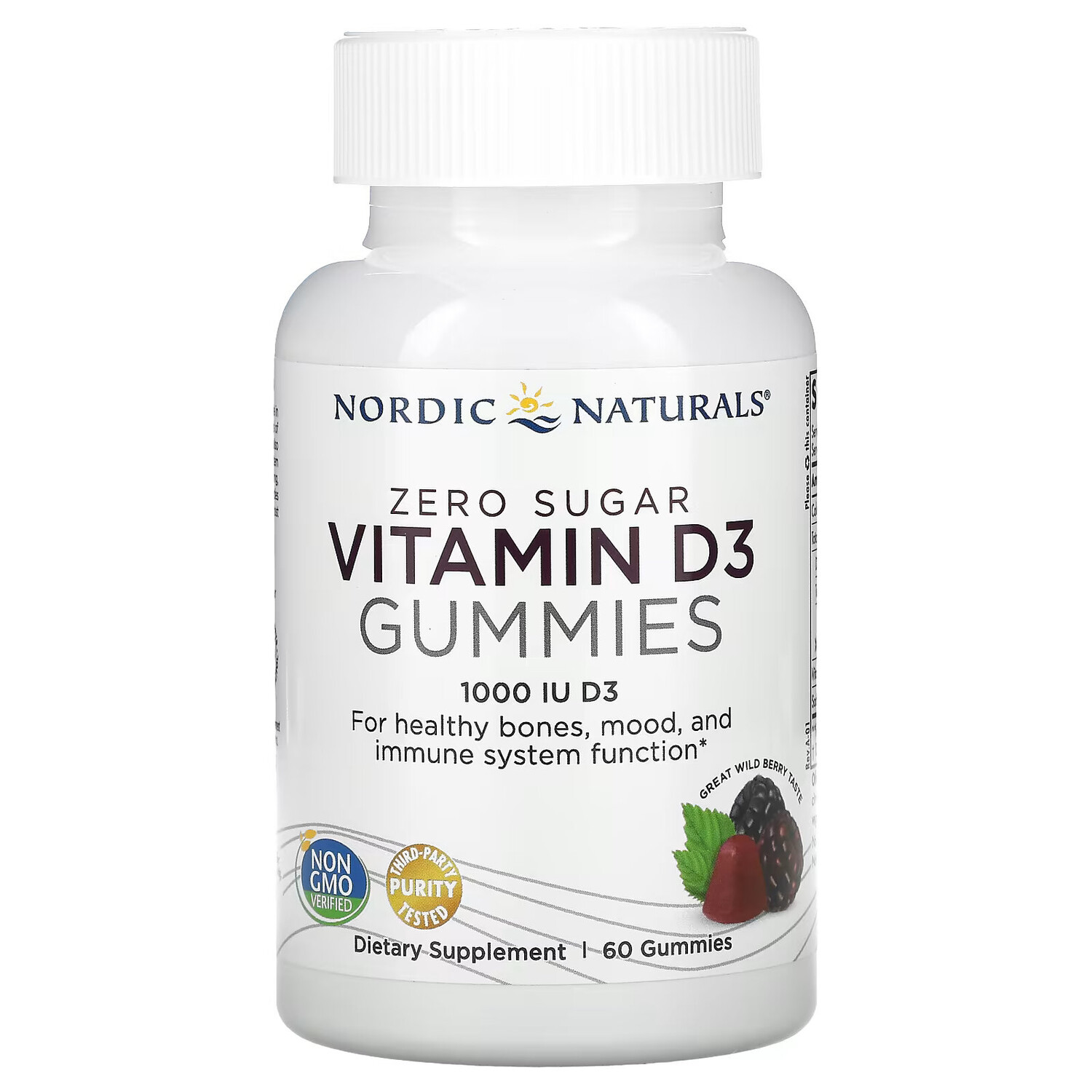 Nordic Naturals, Zero Sugar Vitamin D3 Gummies, Wild Berry, 1,000 IU ...
